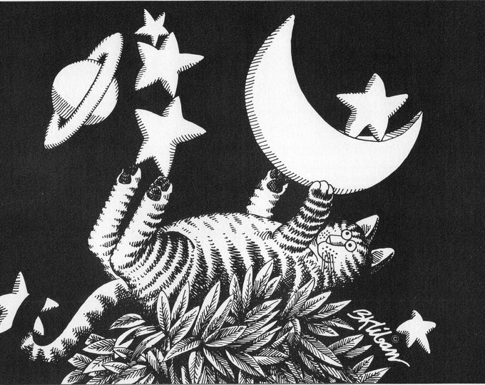 Kliban Cat Print, Comical Cat Prints, Unframed Book Print, Black and ...