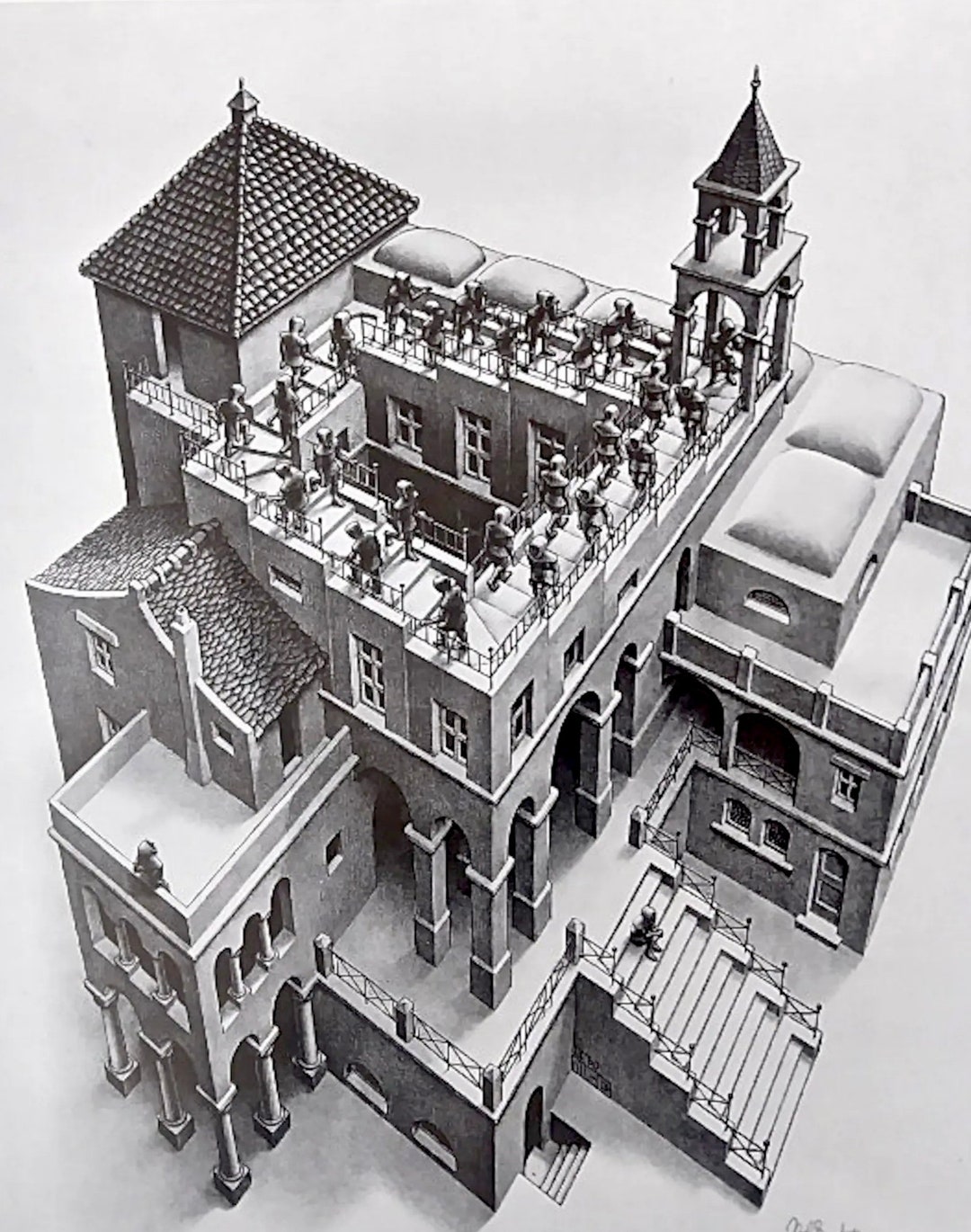 M. C. Escher, Ascending and Descending, Graphic Art, Modern Art, Wall ...