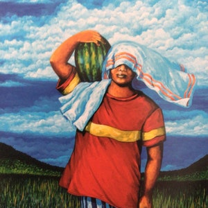 Ada’s Beach/watermelon Carrier, African American Art, 2-sided Book Page ...