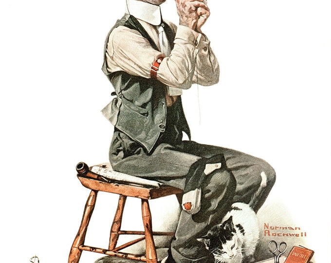 MAN Threading a Needle/norman Rockwell Post Cover Print/april - Etsy