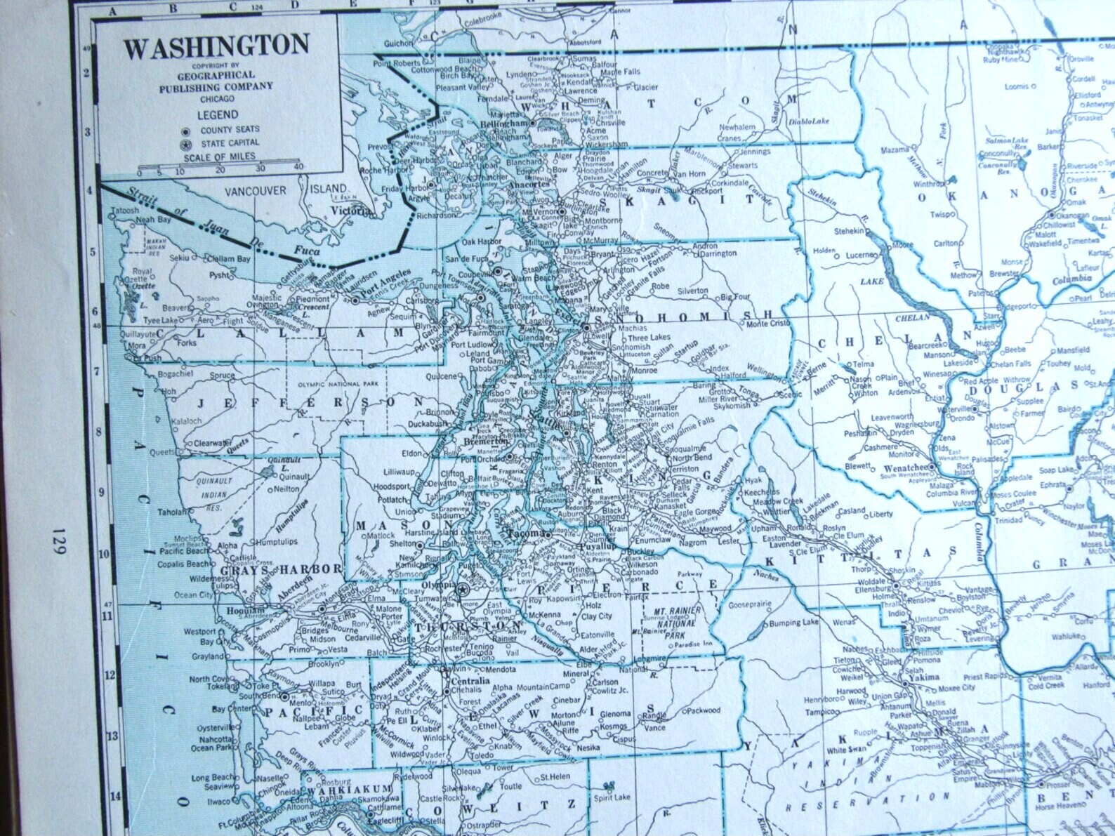 1942 State Map Washington/west Virginia 2-sided Blue and | Etsy