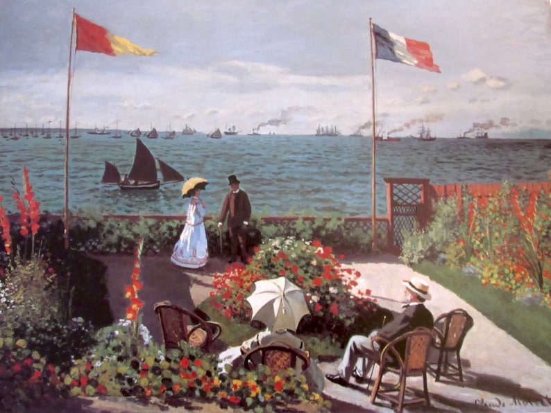 Claude Monet, Terrace at the Seaside, 12.5 X 9.5 in Color Plate ...