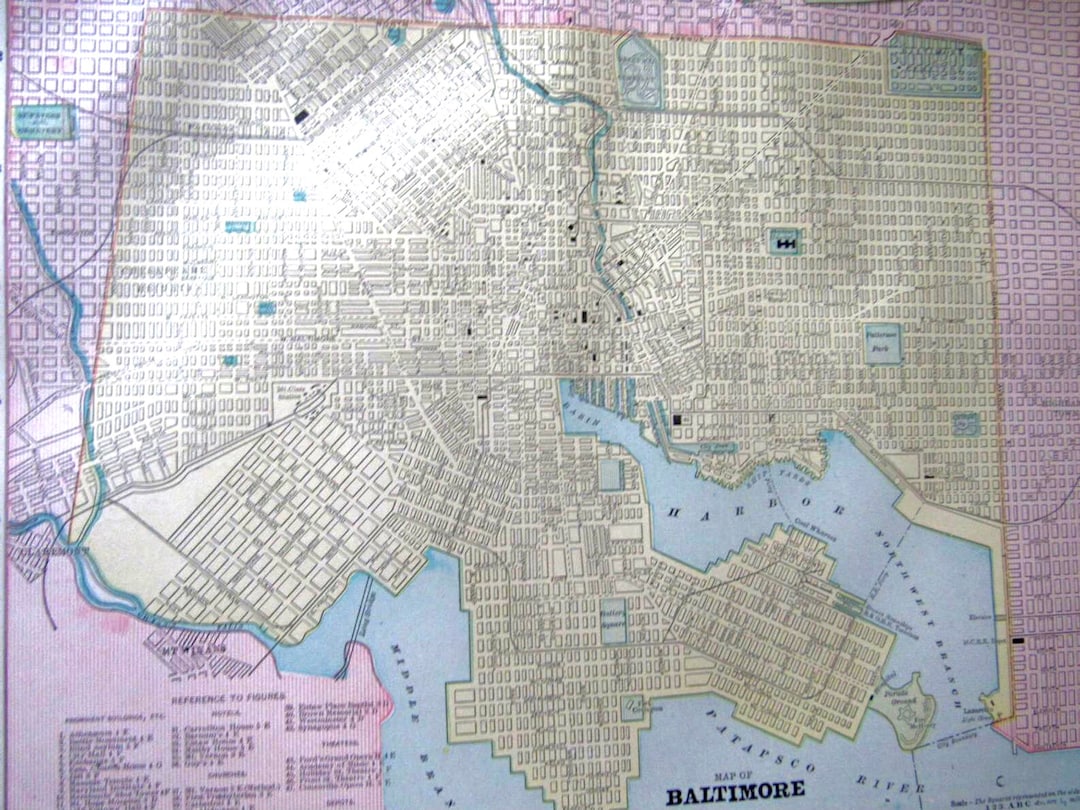 1891 Antique City Map-baltimore/philadelphia/washington- 3 Sided Atlas ...