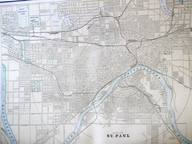 1891 City Map-kansas City/st. Paul - Antique Atlas Page 2-sided 11 X 14 ...