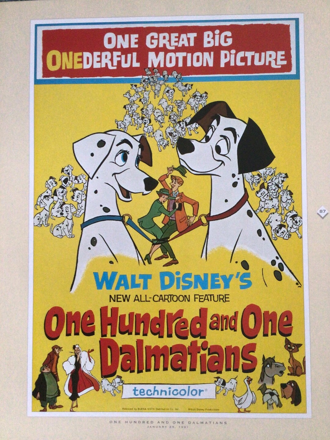 Walt Disney 2-sided Movie Cartoon Poster, One Hundred and One ...