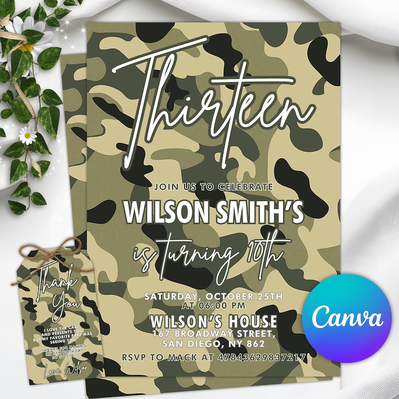 Camo Invitation - Etsy
