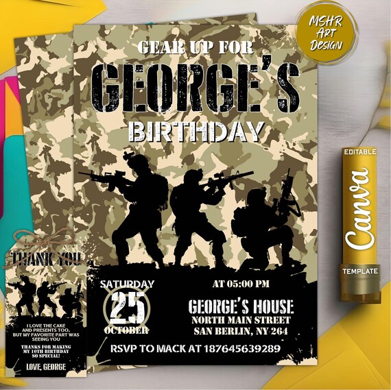 Airsoft Birthday Invitations Printable