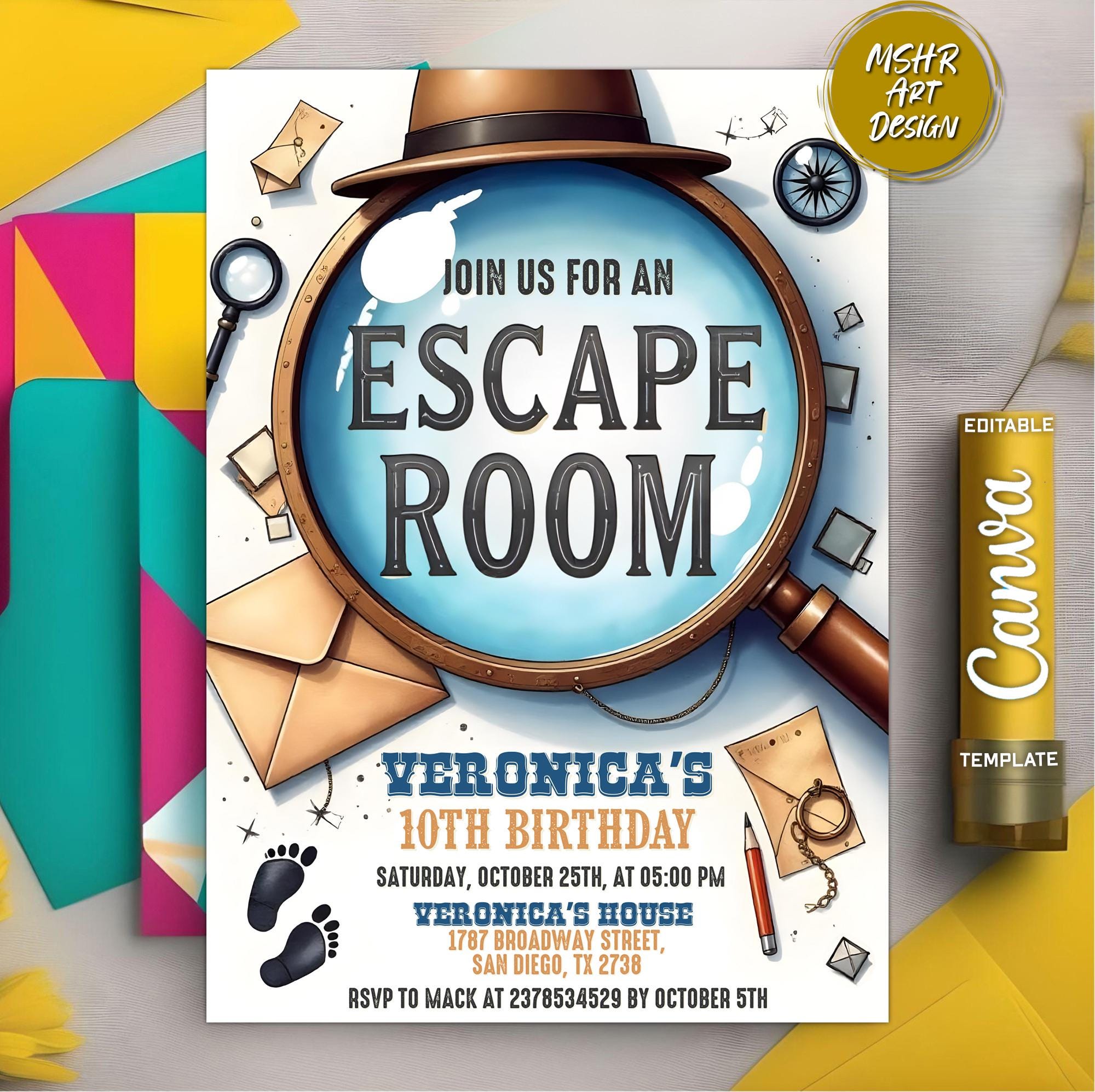Editable Escape Room Birthday Invitation, Mystery Birthday Party ...
