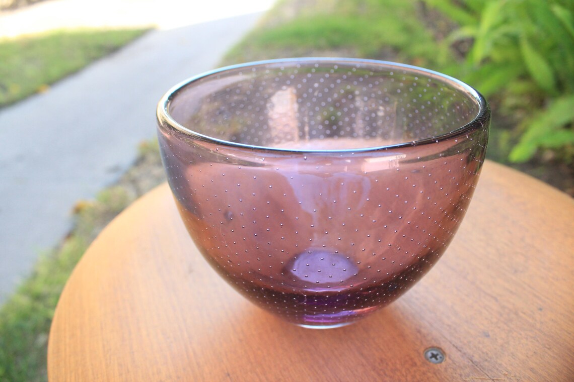 Rare Hand Blown Amethyst Glass Bowl Designed by Gunnel Nyman - Etsy