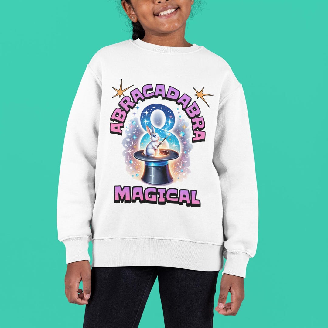 Magical 8 Birthday Shirt, Whimsical Magician Hat and Rabbit Design, Fun ...