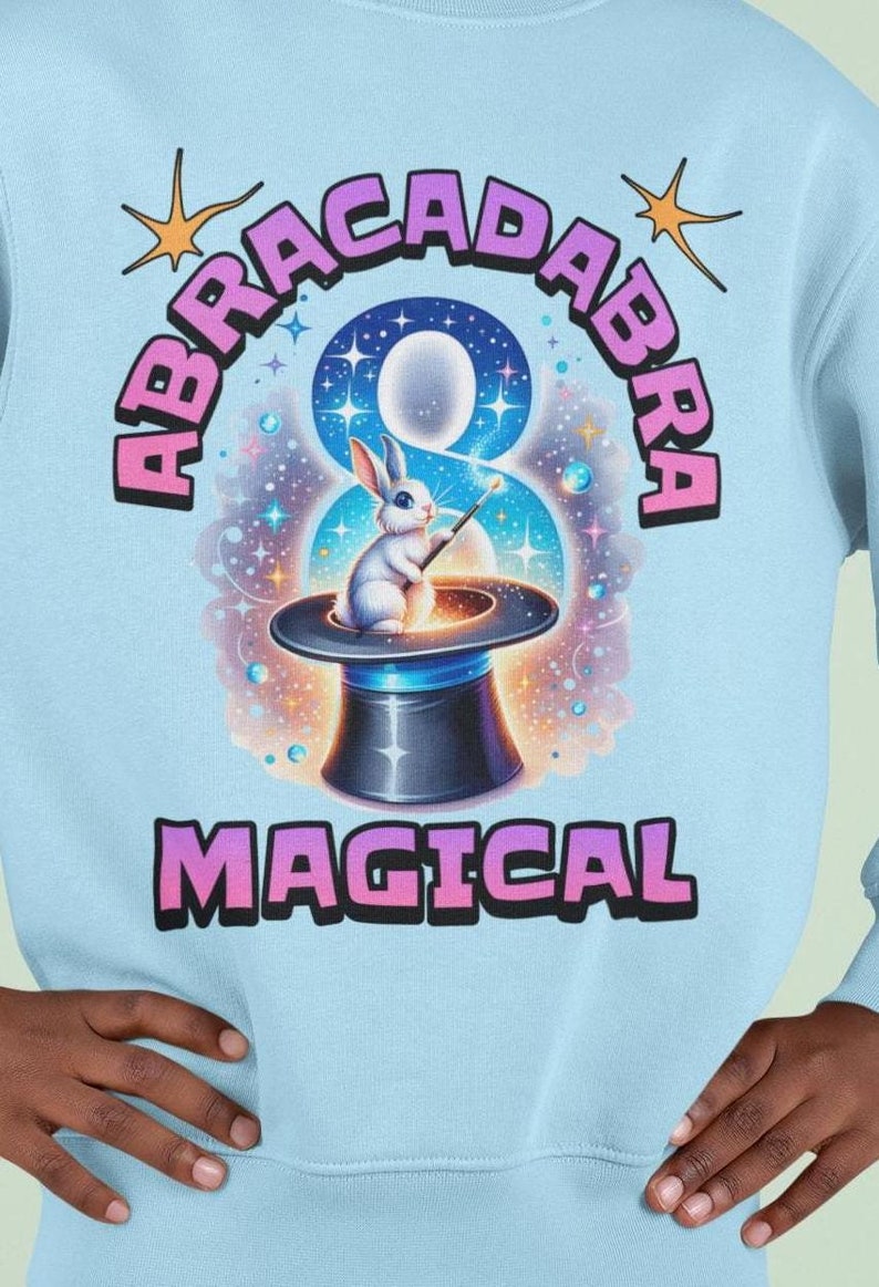 Magical 8 Birthday Shirt, Whimsical Magician Hat and Rabbit Design, Fun ...