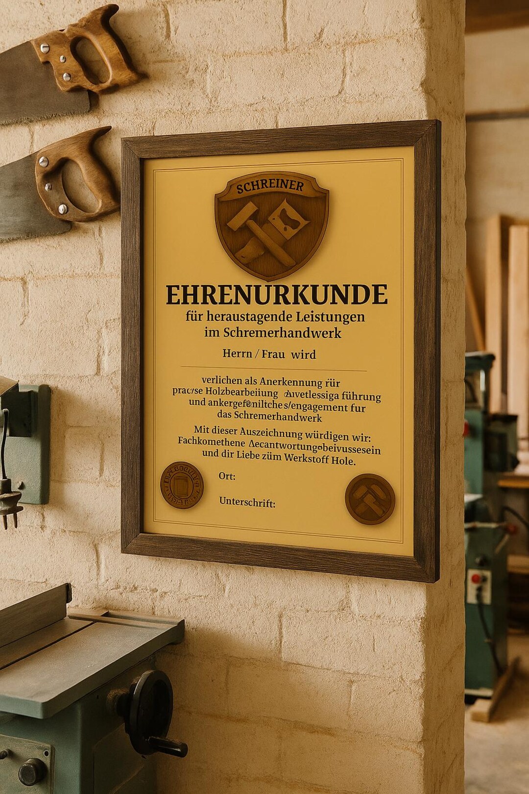 Certificate of Honor for Carpenters | Personalized Carpentry Poster ...
