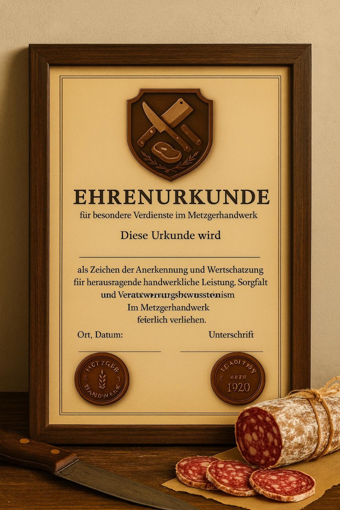 Personalized Certificate of Honor for the Butcher's Trade – Vintage ...