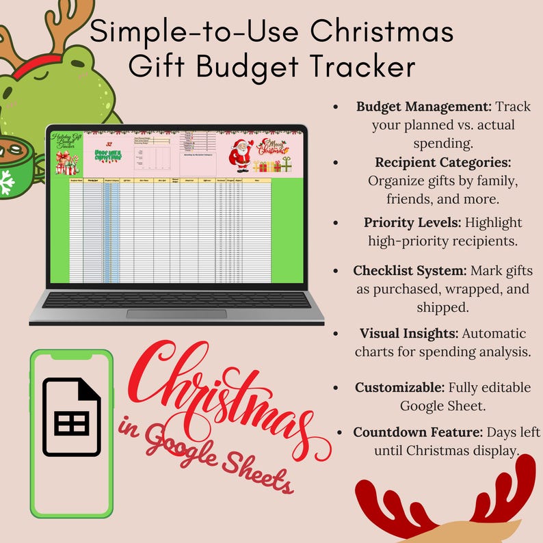 Holiday Gift Budget Tracker | Simple and Automatic Google Sheets ...