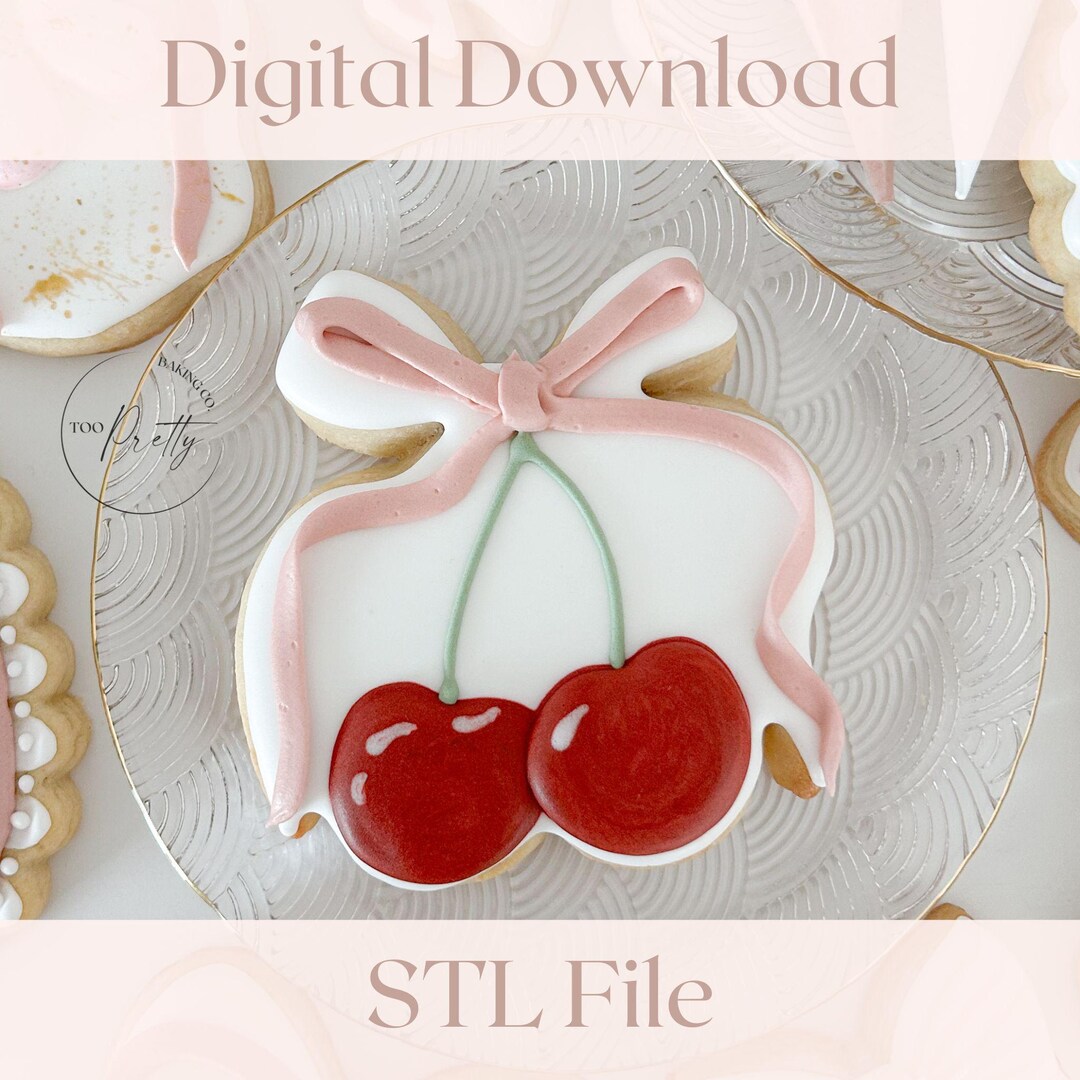 Cherry Bow Cookie Cutter .STL File | Cookie Cutter Digital Download - Etsy