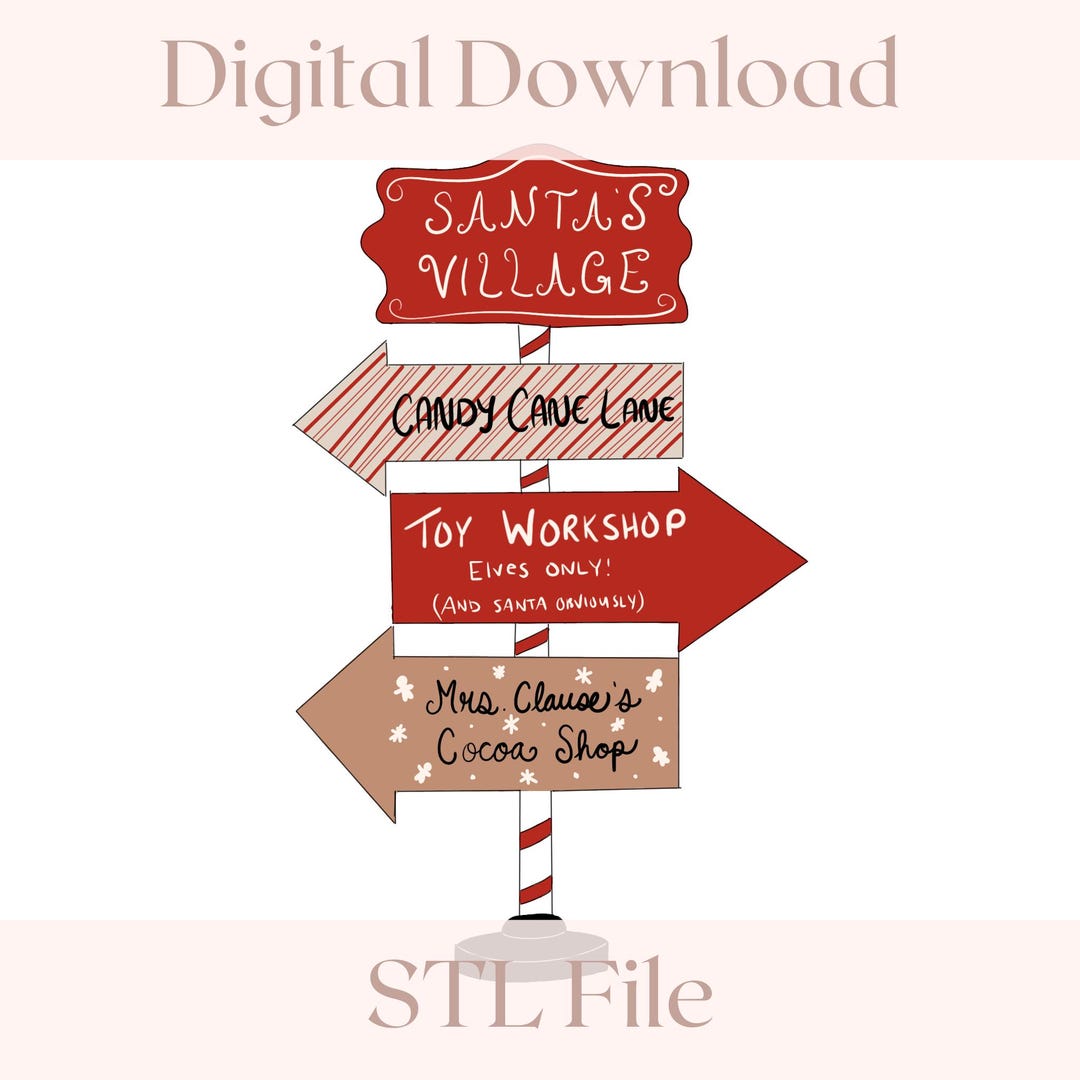 Santa's Village Sign Cookie Cutter .STL File Santa's Village Cookie ...