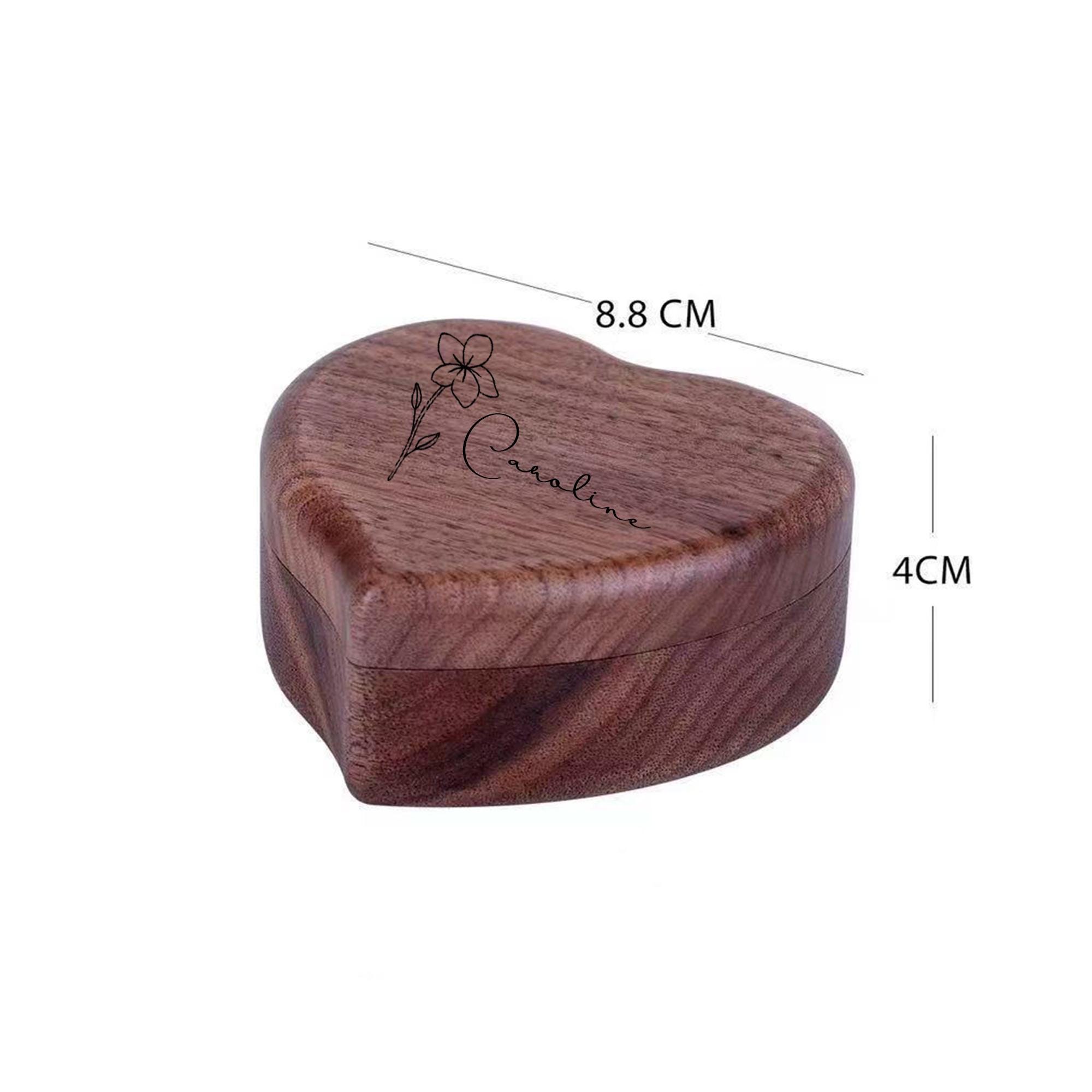 Personalized Walnut Wood Music Box, Birth Month Flower Music Box ...