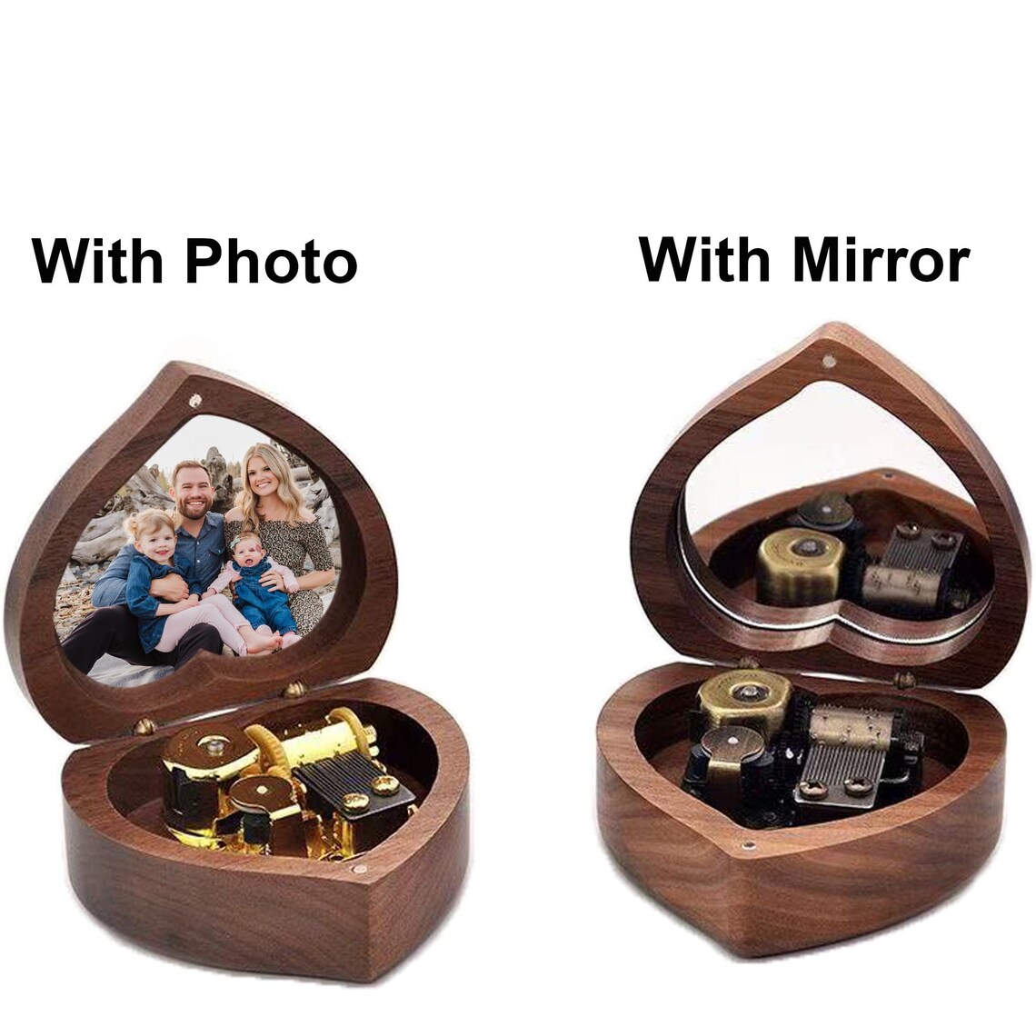 Personalized Walnut Wood Music Box, Birth Month Flower Music Box ...