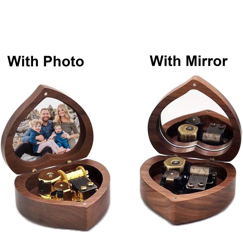 Personalized Walnut Wood Music Box, Birth Month Flower Music Box ...