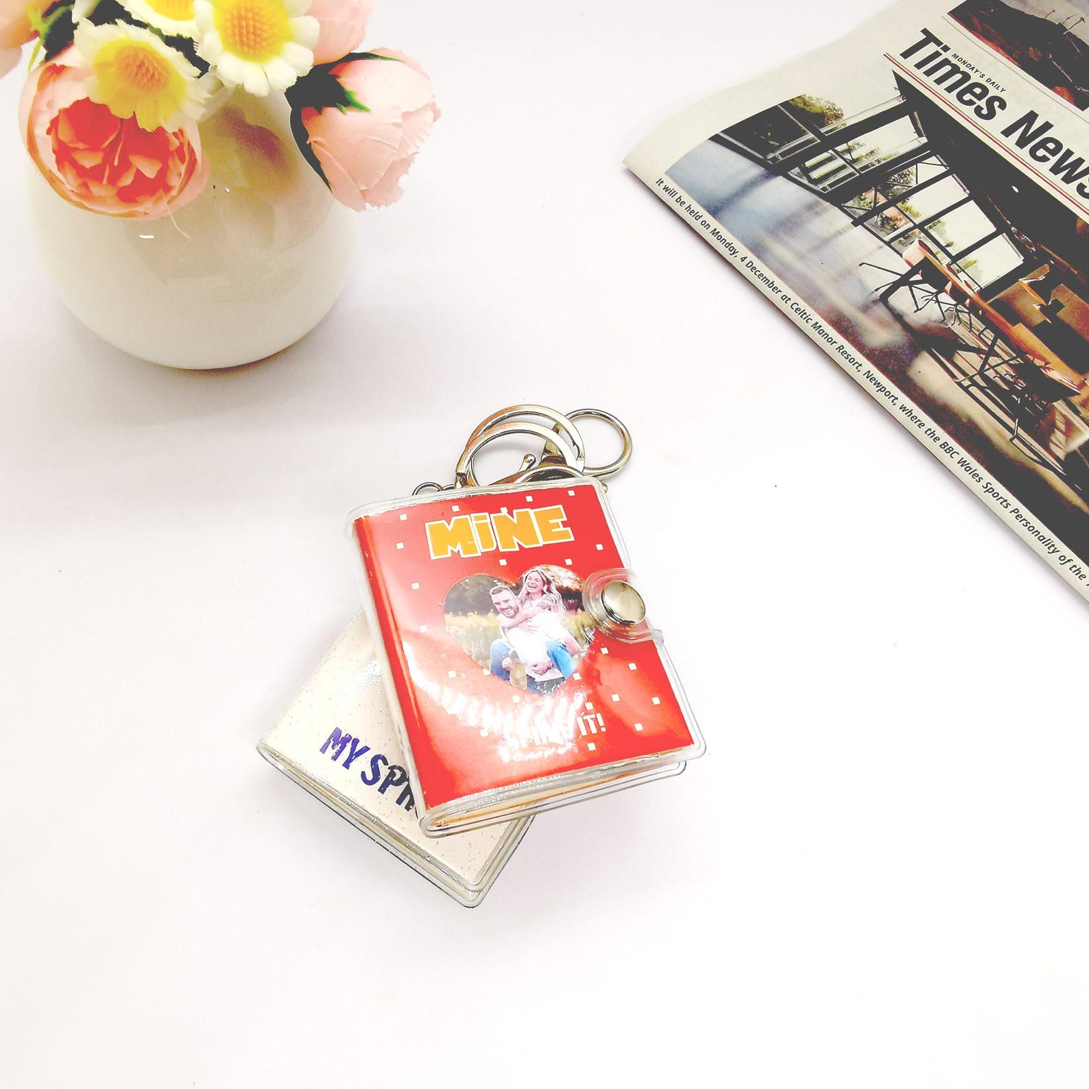 Personalized Photo Album Keychain,2 Inch Keychain, Custom Photo Album ...