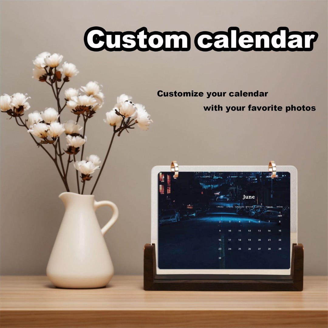 Personalized Calendars Printable, Calendar 2025 With Wooden Stand ...