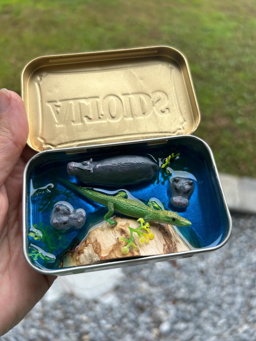 African Hippo Crocodile Altoid Diorama Box - Etsy