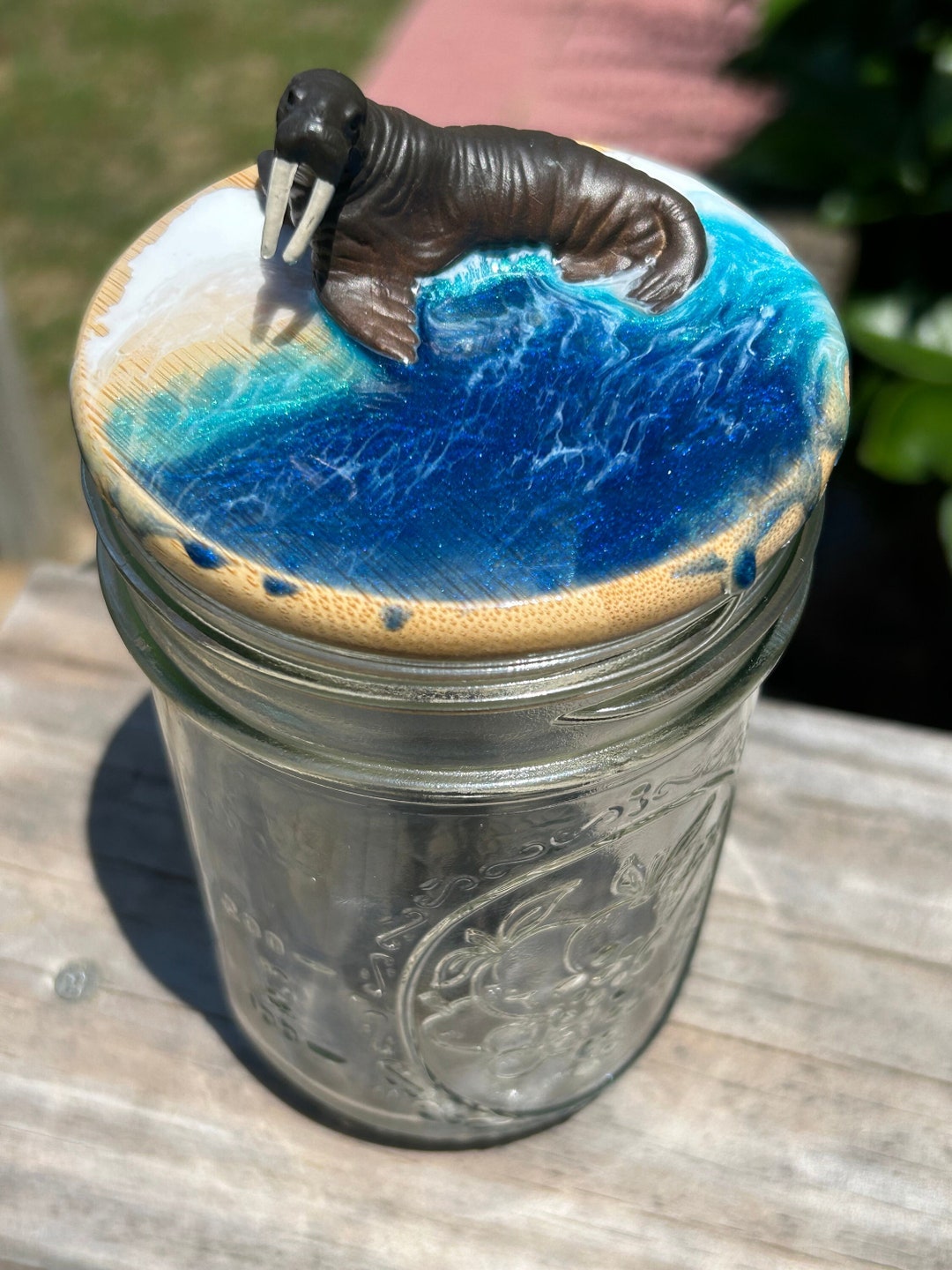 Walrus Resin Top Ocean Wave Wide-mouthed Mason Jar - Etsy