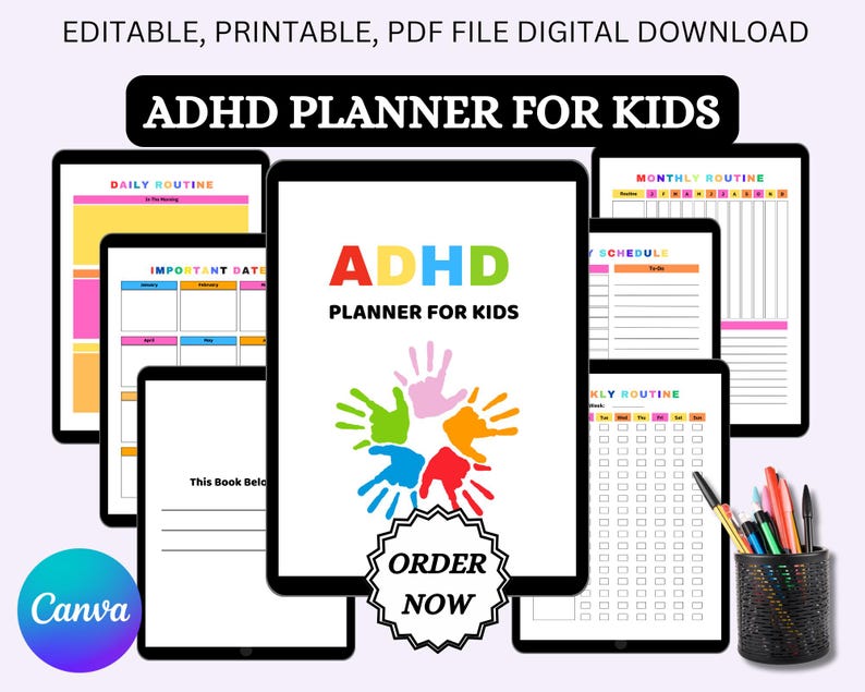 ADHD Planner for Kids | printable Focus & Behavior Organizer, Visual ...