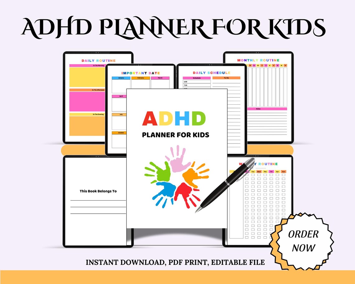 ADHD Planner for Kids | printable Focus & Behavior Organizer, Visual ...