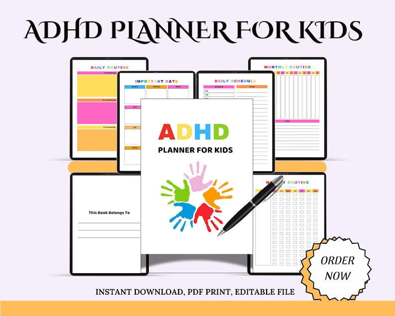 ADHD Planner for Kids | printable Focus & Behavior Organizer, Visual ...