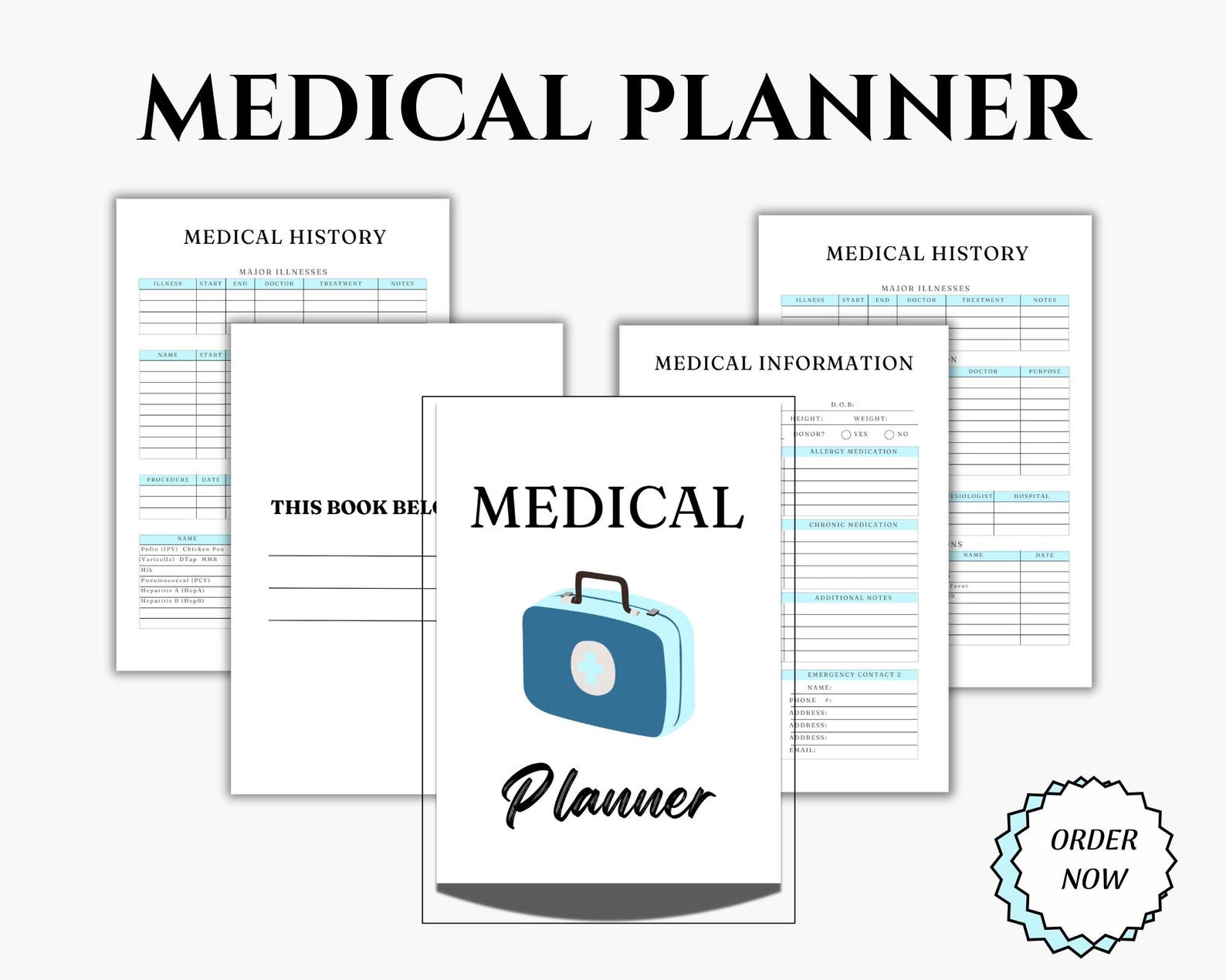 Comprehensive Medical Planner Printable | Health Tracker, Appointment ...