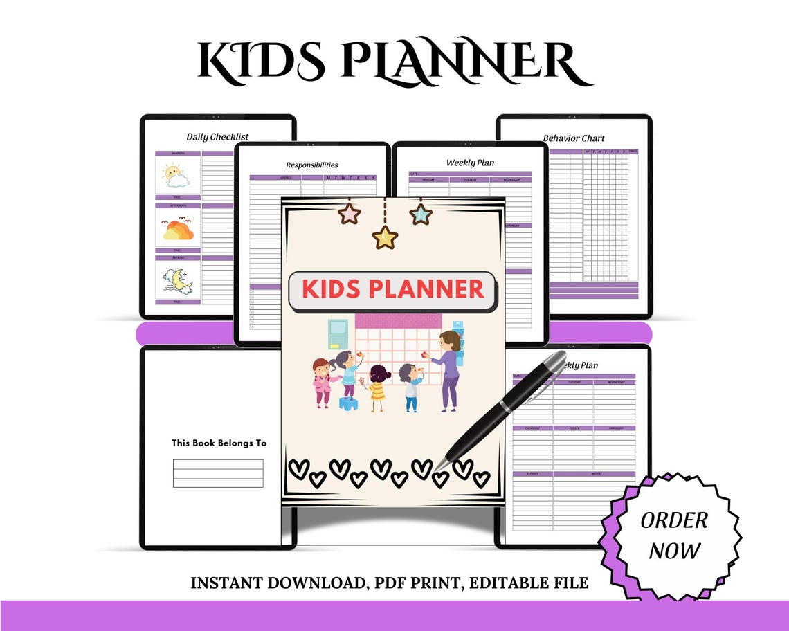 Kids Planner Printable | Daily Schedule, Chore Chart (PDF Pattern) - Etsy