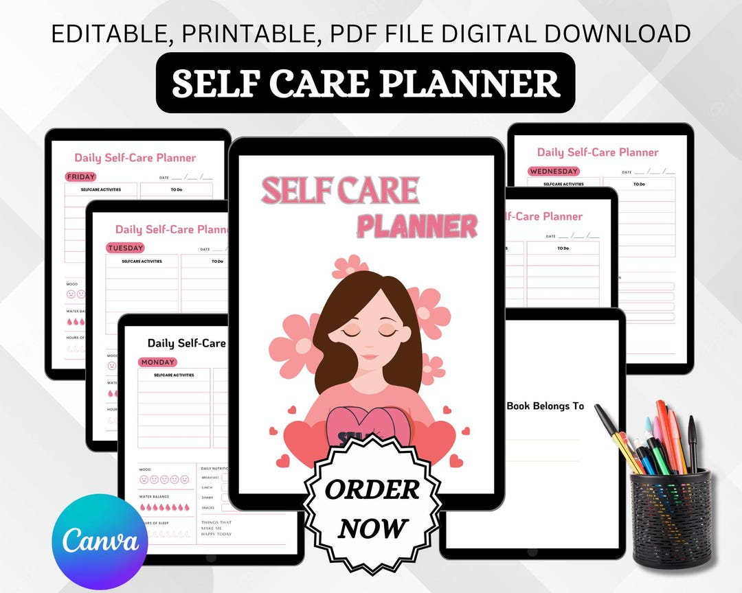 Daily Self-care Planner: Wellness Tracker, Habits Goal Setting (PDF ...