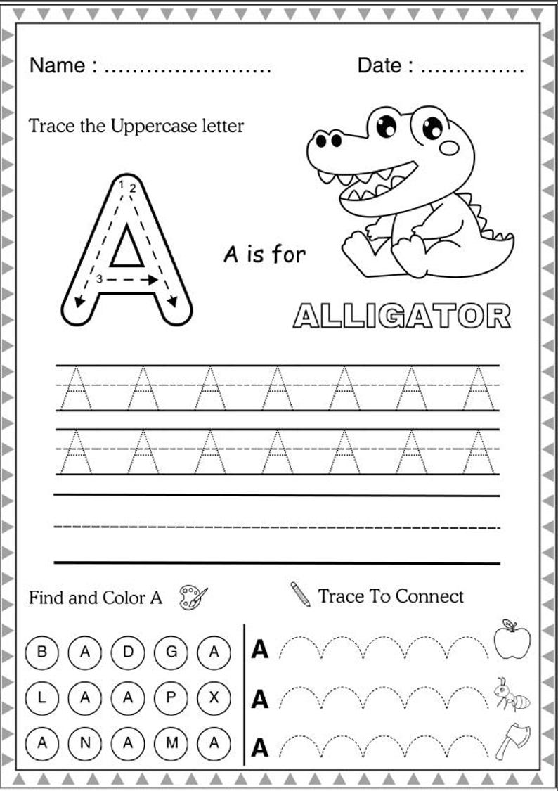 Preschool Alphabet & Number Tracing Worksheets : Alphabet and Number ...