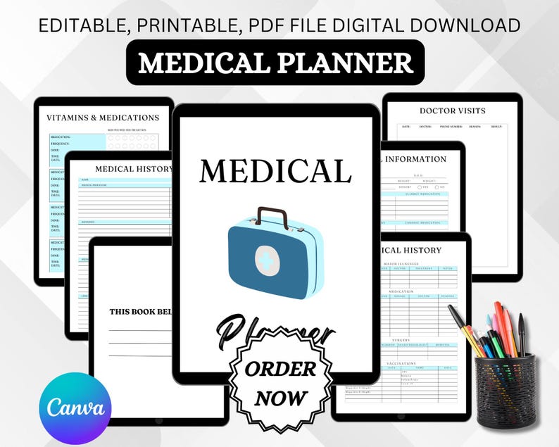 Comprehensive Medical Planner Printable | Health Tracker, Appointment ...