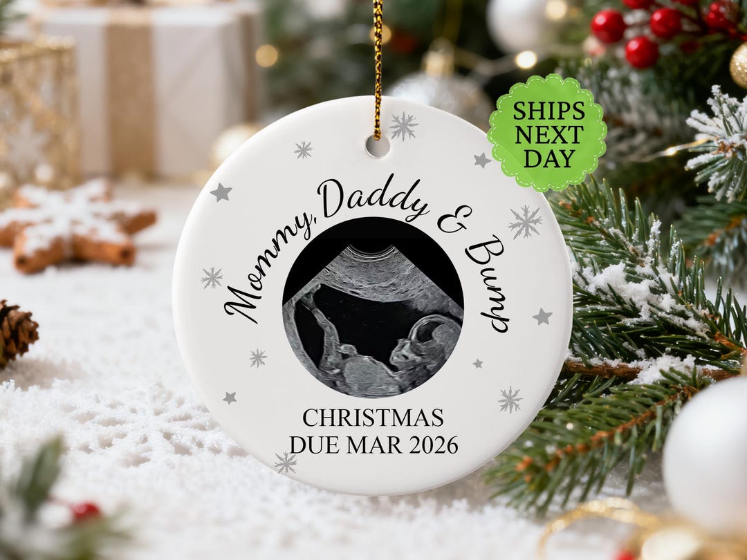 Personalized Baby Bump Ultrasound Ornament, Custom Ceramic Bump’s First ...