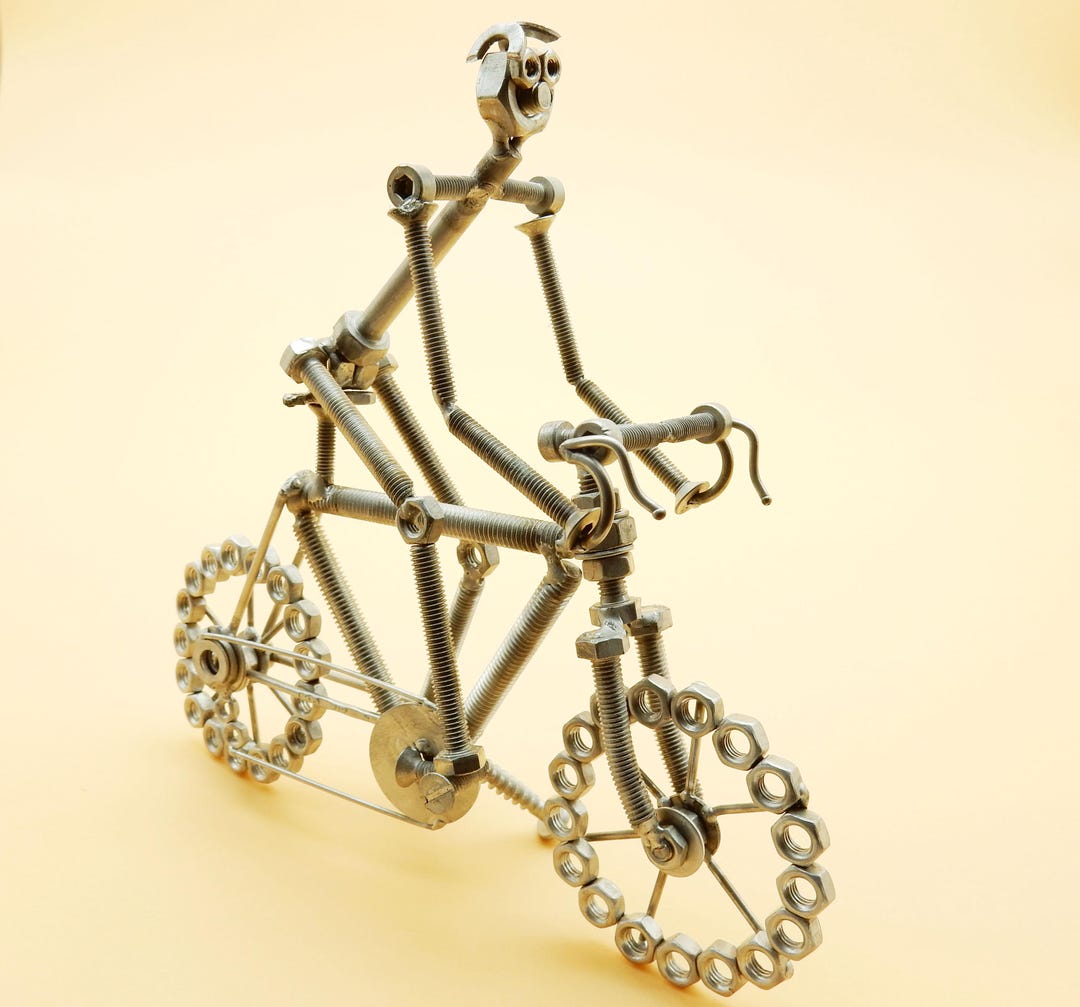 Small Steel Racing Bike With Cyclist Bicycle Metal Sculpture Cyclist ...