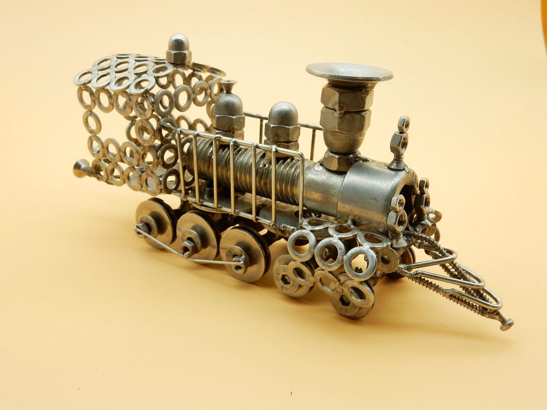 Train Locomotive Metal Sculpture Railwayman Gift Train Railway ...