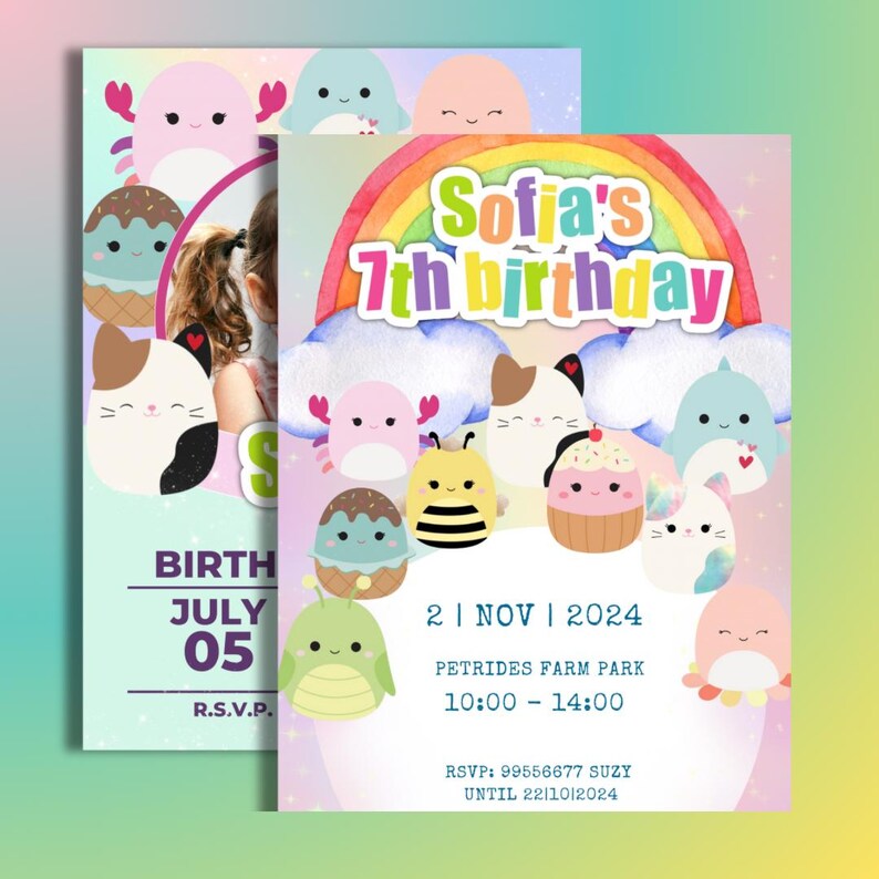 Squishmallow Magic: Cute Digital Birthday Invitations! - Etsy