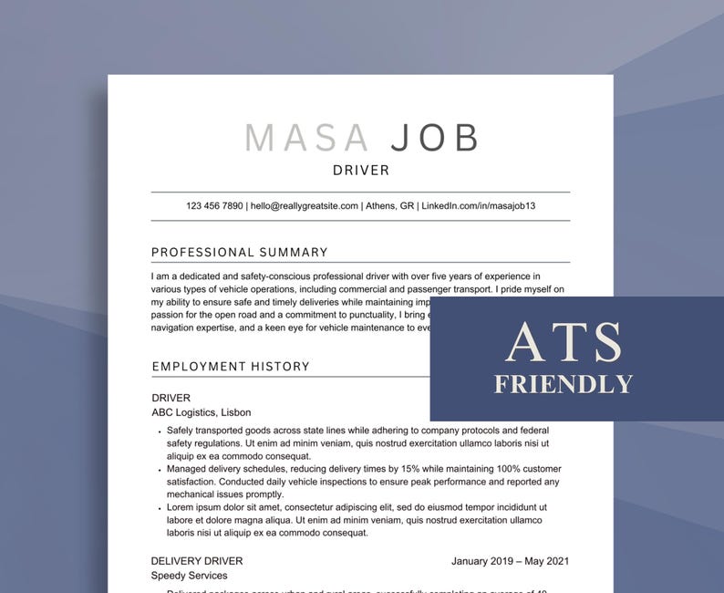 Resume Template | ATS Resume | Simple Resume | Professional Resume ...