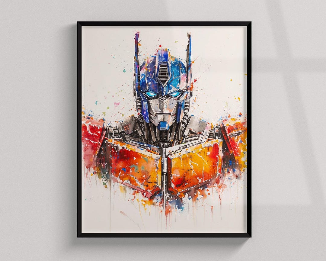 Transformers Poster, Optimus Prime Print, Watercolor Movie Posters ...