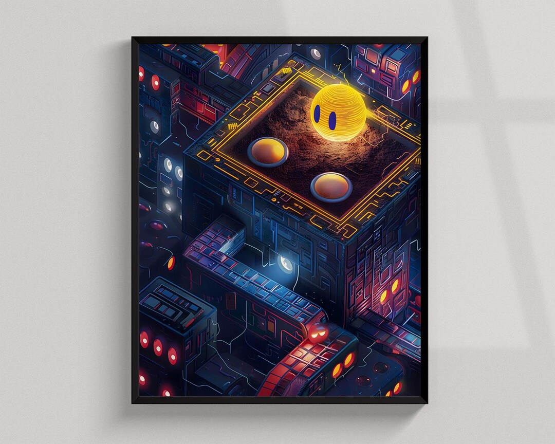 Pac Man Art Poster, Watercolor Retro Video Game Posters Printable ...