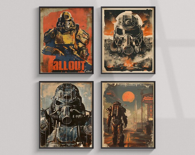 Fallout Poster Printable, Power Armour Art Print, Set of Video Game ...