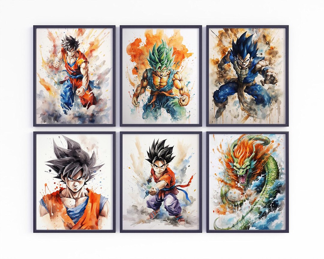 Watercolor Dragon Ball Z Poster Printable. Set of 6 Superheroes Anime ...