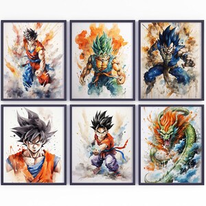 Watercolor Dragon Ball Z Poster Printable. Set of 6 Superheroes Anime ...