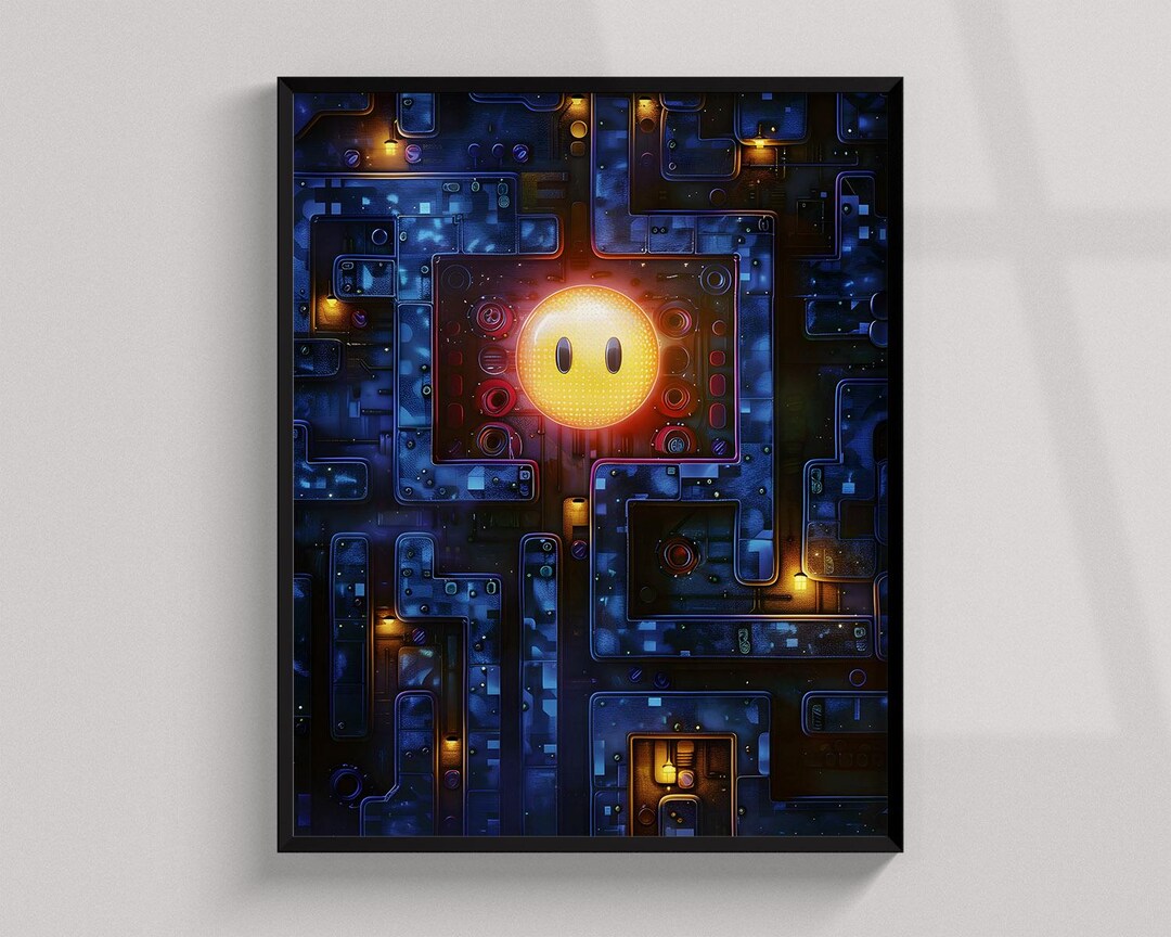 Pac-man Art Prints, Watercolor Retro Video Game Poster Printable, Pac ...