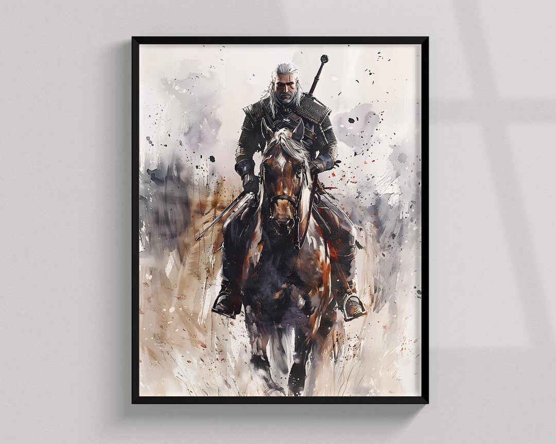 The Witcher Print, Geralt of Rivia Poster, Watercolor Video Game Poster ...