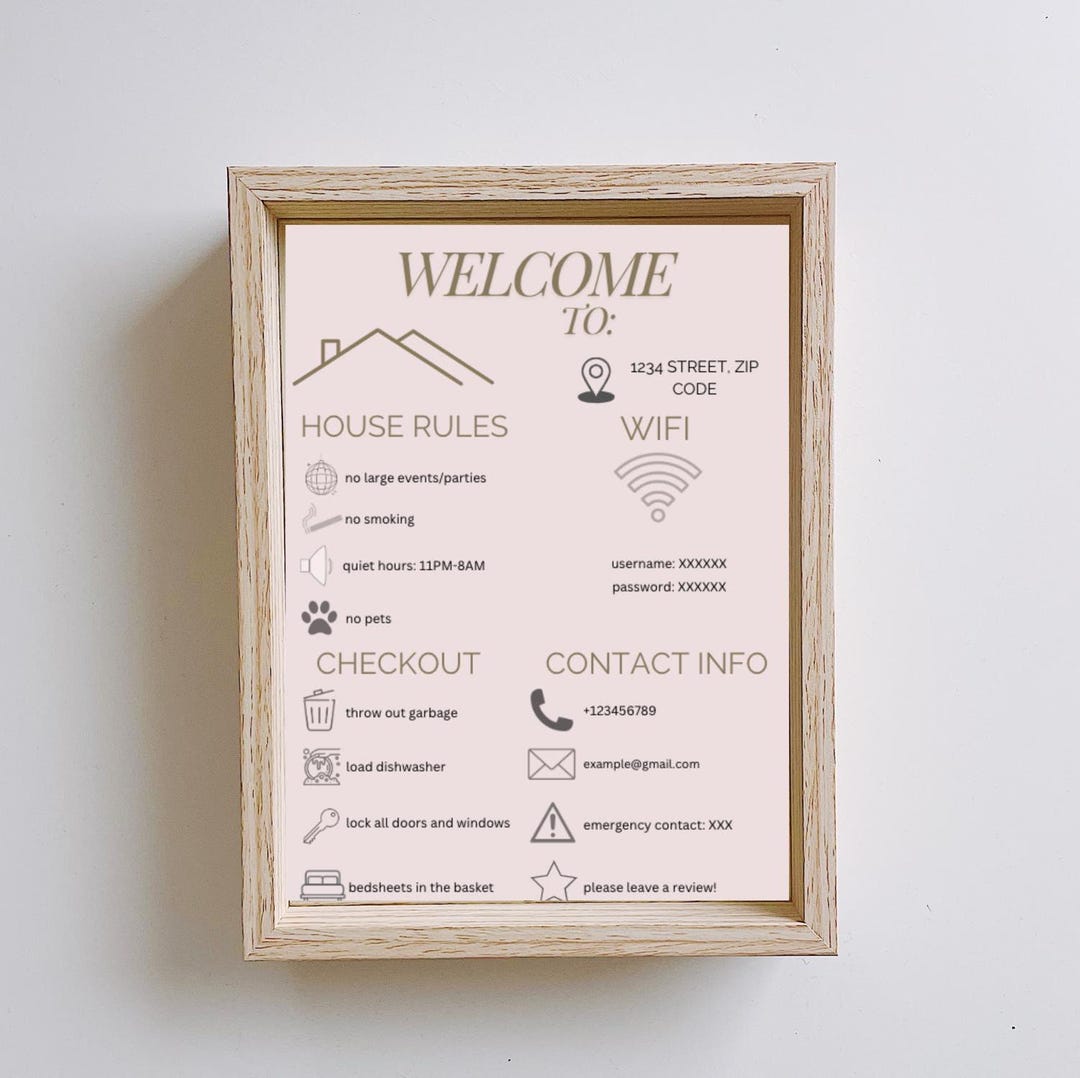 Airbnb Welcome Poster - Printable Poster, Welcome Poster, Guest House ...