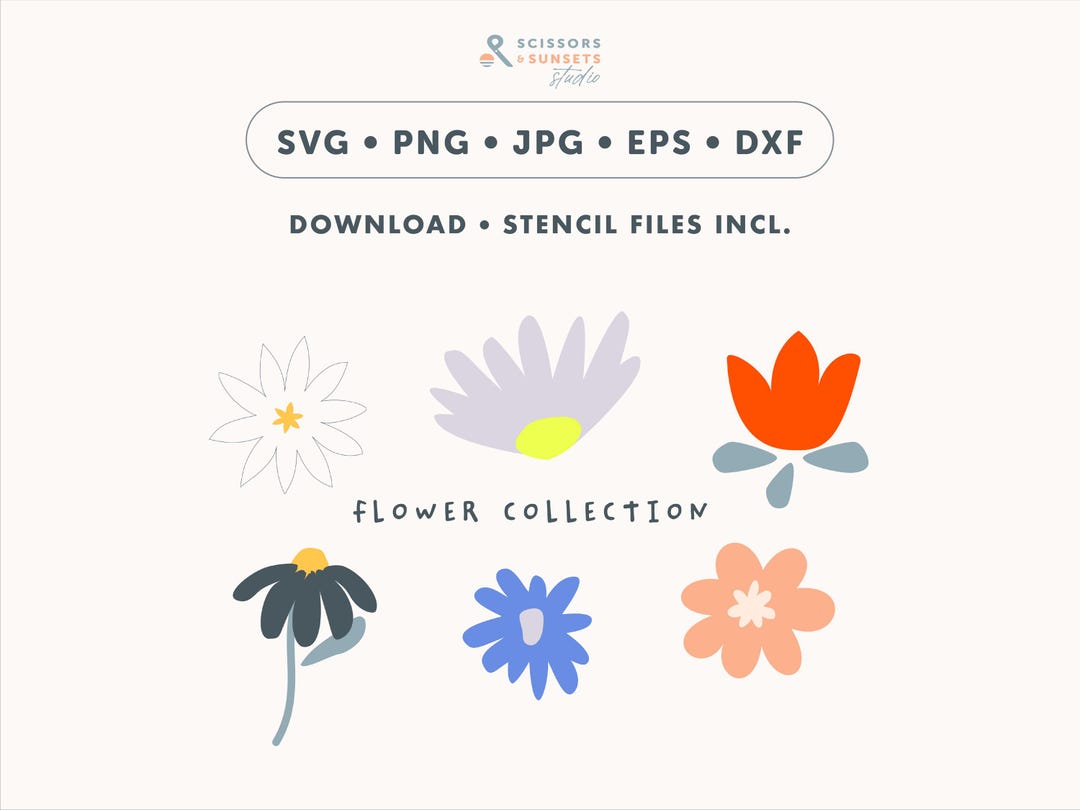 Plotter File Flowers Colorful SVG | Blossom Stencil Spring | Cutting ...