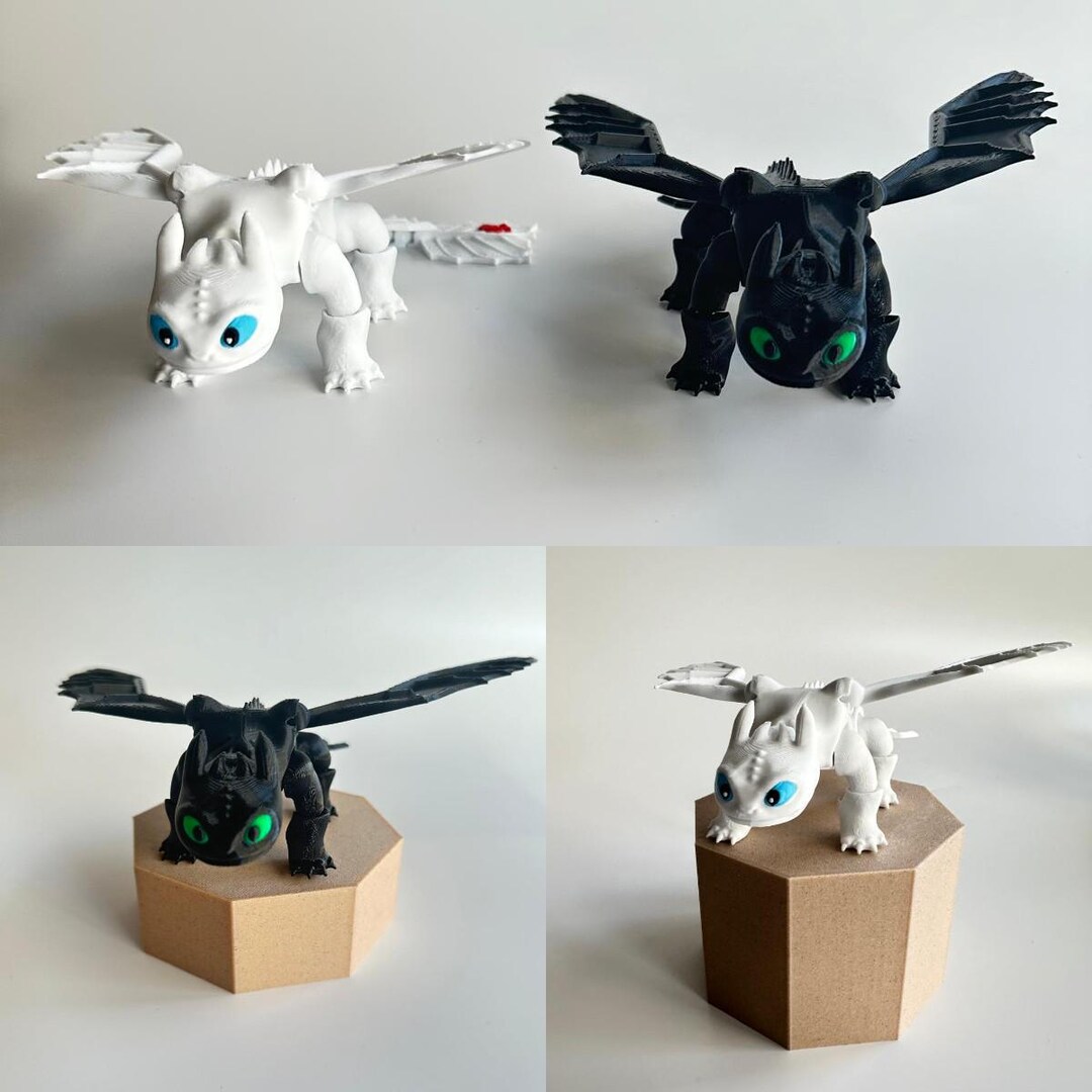 Flexi Toothless and Light Fury Figures 3D Printed Figures HTTYD How to ...